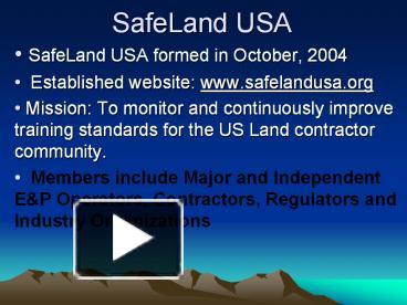 SafeLand USA presentation | free to view