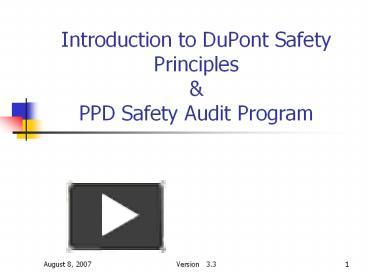 Introduction to DuPont Safety Principles presentation | free to download