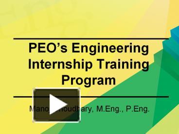 PEO’s Engineering Internship Training Program presentation | free to view
