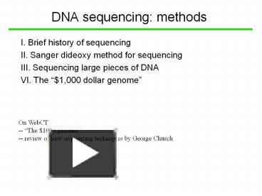 DNA sequencing: methods presentation | free to download