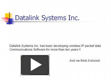 Datalink Systems Inc. presentation | free to view