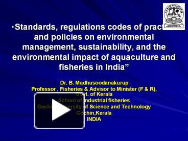 Standards, regulations codes of practice and policies on presentation ...