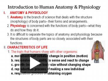 Introduction to Human Anatomy & Physiology presentation | free to view