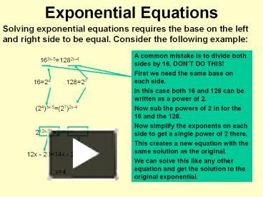 PPT – Exponential Equations PowerPoint presentation | free to download ...