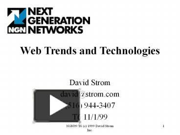 PPT – Web Trends and Technologies PowerPoint presentation | free to ...