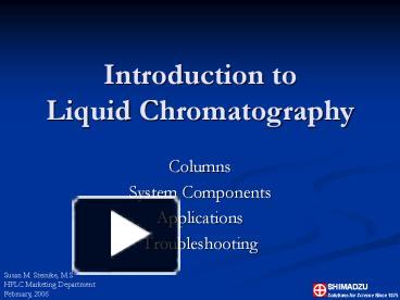 Introduction to Liquid Chromatography presentation | free to download