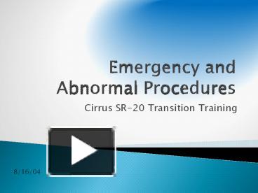 Emergency and Abnormal Procedures presentation | free to view
