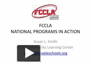 FCCLA NATIONAL PROGRAMS IN ACTION presentation | free to view