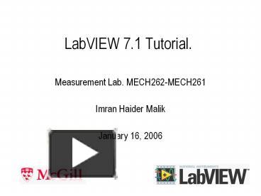 LabVIEW 7.1 Tutorial. presentation | free to download