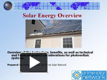 Solar Energy Overview presentation | free to view