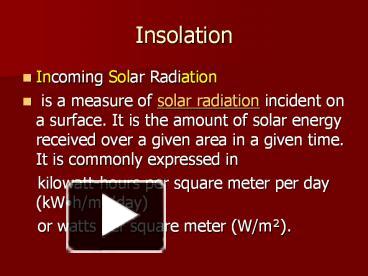 Insolation presentation | free to view