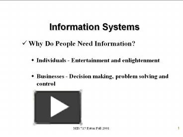 PPT – Information Systems PowerPoint presentation | free to download ...