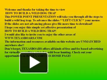 PPT – BUILDING A TRAP DOOR PowerPoint presentation | free to view - id ...