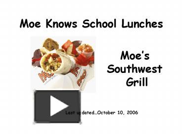 PPT – Moe Knows School Lunches PowerPoint presentation | free to view ...