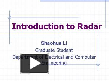 Introduction to Radar presentation | free to view