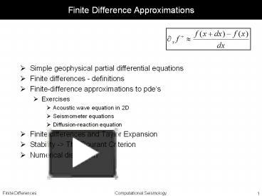 Finite Difference Approximations presentation | free to download