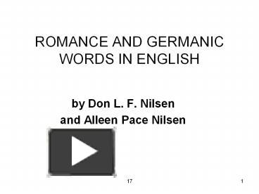 ROMANCE AND GERMANIC WORDS IN ENGLISH presentation | free to download