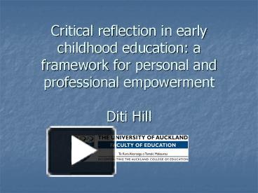 Critical reflection in early childhood education: a framework for ...