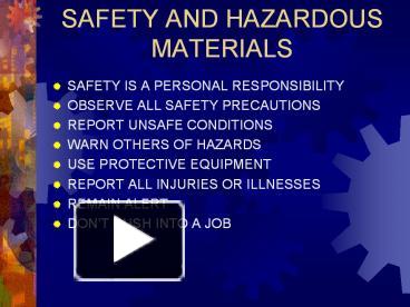 SAFETY AND HAZARDOUS MATERIALS presentation | free to view