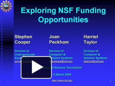 PPT – Exploring NSF Funding Opportunities PowerPoint presentation ...