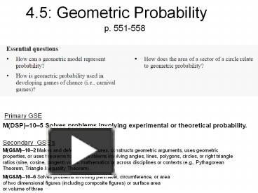 PPT – 4.5: Geometric Probability PowerPoint presentation | free to ...