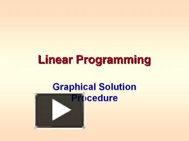 Linear Programming presentation | free to view