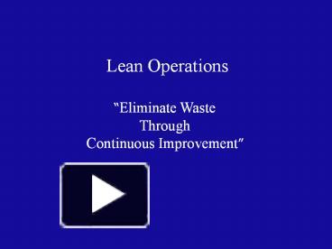 Lean Operations presentation | free to view