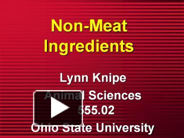 PPT – Non-Meat Ingredients PowerPoint presentation | free to download ...