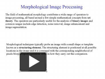 PPT – Morphological Image Processing PowerPoint presentation | free to ...