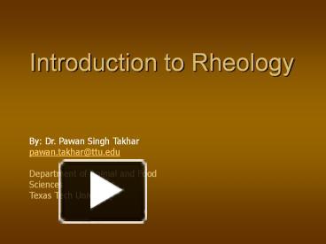 Introduction to Rheology presentation | free to download