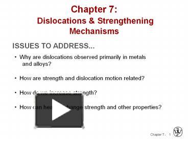 Chapter 7: Dislocations presentation | free to download