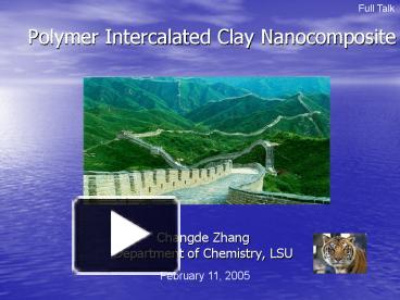 Polymer Intercalated Clay Nanocomposite presentation | free to view