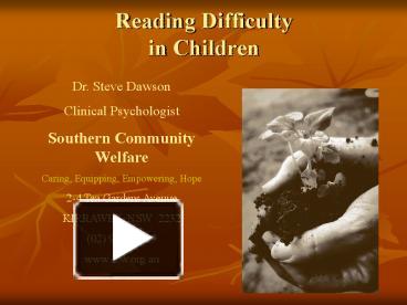 Reading Difficulty in Children presentation | free to view