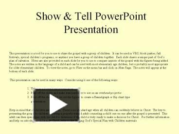 Show & Tell PowerPoint Presentation presentation | free to view