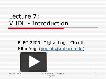 Lecture 7: VHDL - Introduction presentation | free to download