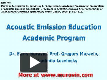 Fundamentals of Acoustic Emission method presentation | free to view