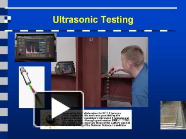 Ultrasonic Testing presentation | free to view