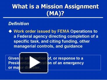 What is a Mission Assignment MA presentation | free to view