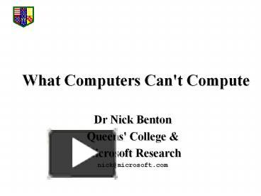 What Computers Can't Compute presentation | free to download