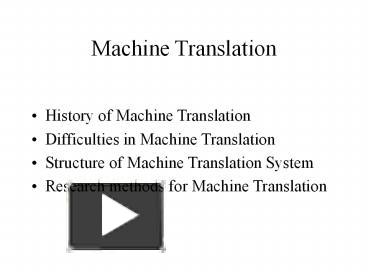 Machine Translation presentation | free to download