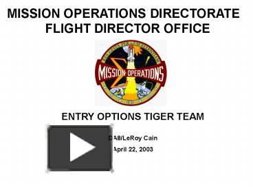 PPT – MISSION OPERATIONS DIRECTORATE PowerPoint presentation | free to ...