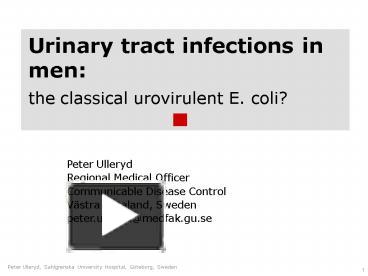Urinary tract infections in men: the classical urovirulent E. coli ...