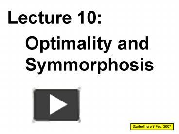 PPT – Optimality and Symmorphosis PowerPoint presentation | free to ...