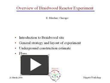 PPT – Overview of Braidwood Reactor Experiment PowerPoint presentation ...