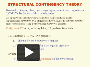 PPT – STRUCTURAL CONTINGENCY THEORY PowerPoint presentation | free to ...