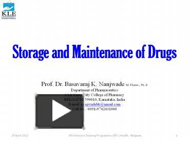 PPT – Storage and Maintenance of Drugs PowerPoint presentation | free ...