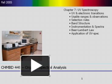 Uv Spectroscopy Presentation Free To View