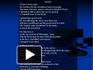 Hitcher By Simon Armitage presentation | free to download
