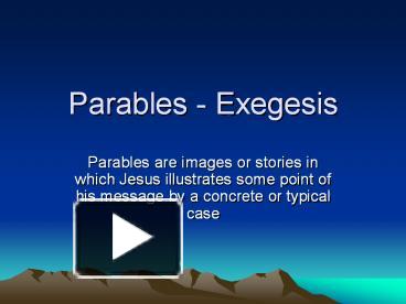 PPT – Parables - Exegesis PowerPoint presentation | free to view - id ...