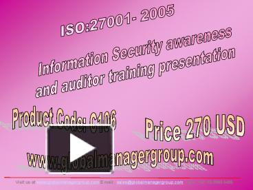 ISO 27001 2005 ISMS Awareness and Auditor Training Presentation Kit ...